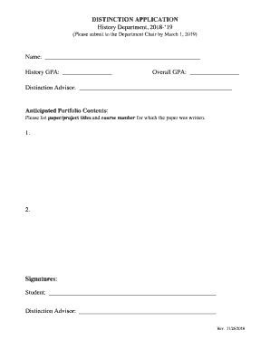 Fillable Online DISTINCTION APPLICATION Fax Email Print - pdfFiller