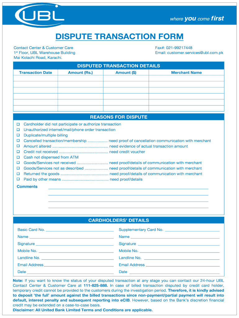 Fillable Online Dispute Transaction Form Fax Email Print - pdfFiller