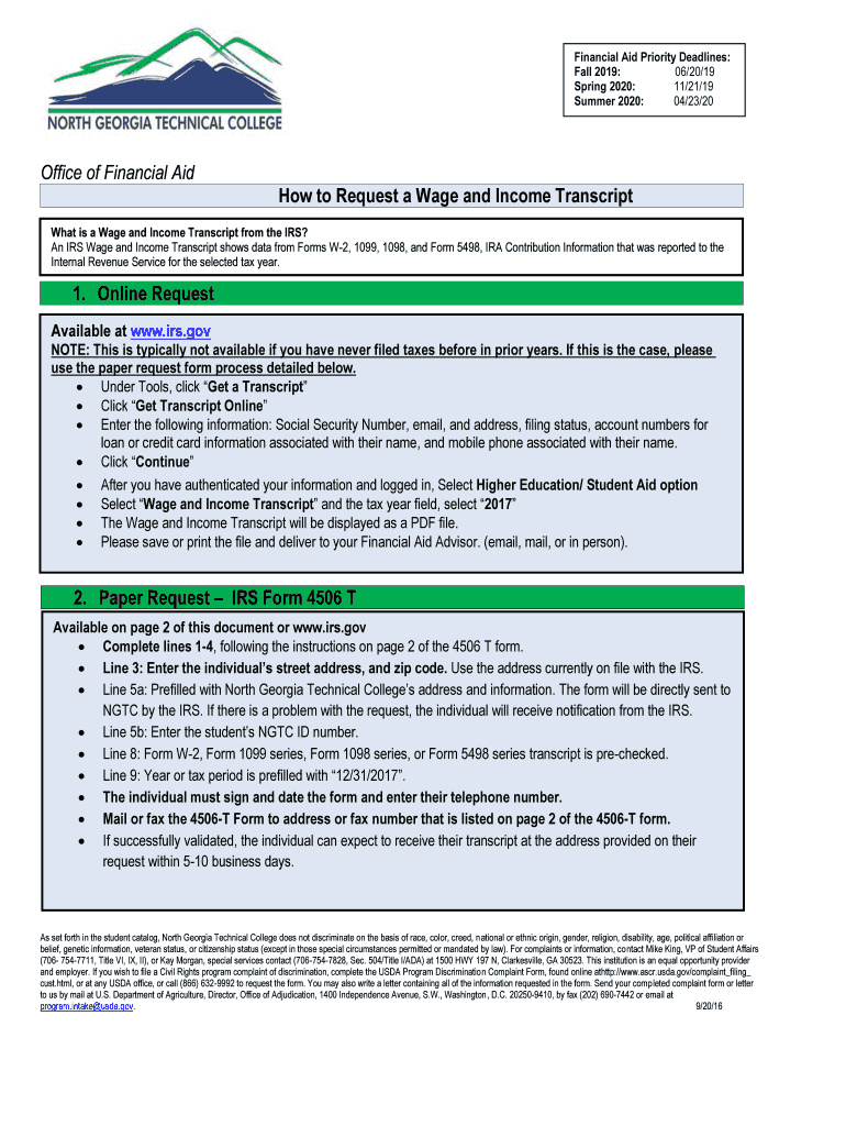 Fillable Online How to Request a Wage and Income Transcript Fax Email ...