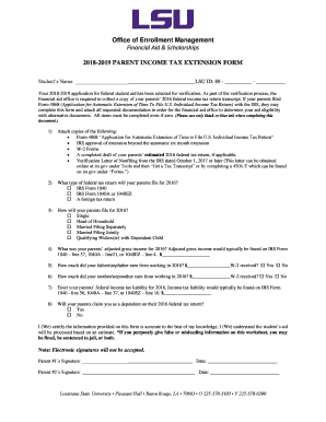 Fillable Online 2018-2019 PARENT INCOME TAX EXTENSION FORM Fax Email ...