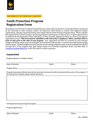Fillable Online compliance ucf Youth Protection Program Registration ...