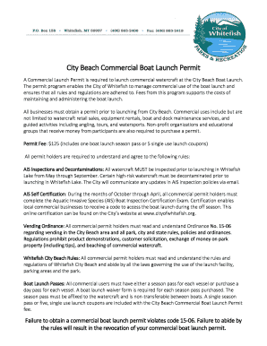 Fillable Online City Beach Commercial Boat Launch Permit - City of ...
