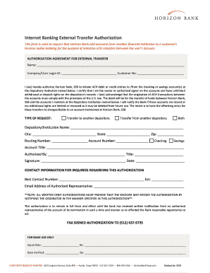 Fillable Online Internet Banking External Transfer Authorization Fax Email Print - pdfFiller