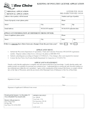 Fillable Online KEEPING OF POULTRY LICENSE APPLICATION Fax Email Print ...