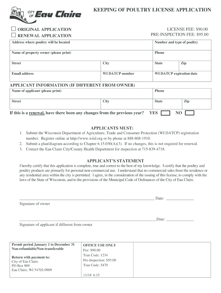 Fillable Online KEEPING OF POULTRY LICENSE APPLICATION Fax Email Print ...