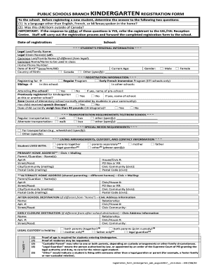 Fillable Online PUBLIC SCHOOLS BRANCH KINDERGARTEN REGISTRATION FORM ...
