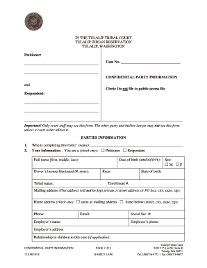 Fillable Online CONFIDENTIAL PARTY INFORMATION Fax Email Print - pdfFiller