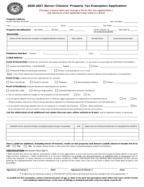 Fillable Online SeniorCitizens Exemption Application 2020-21 Fax Email ...