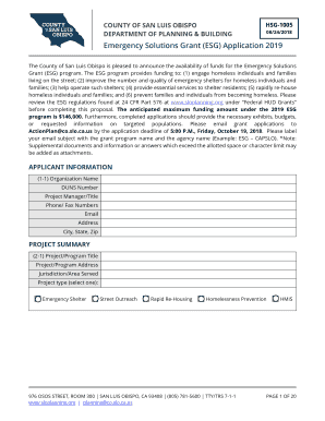 Fillable Online Emergency Solutions Grant (ESG) Application 2019 Fax ...
