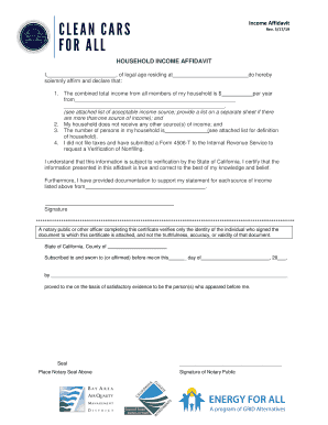 Fillable Online HOUSEHOLD INCOME AFFIDAVIT Fax Email Print - pdfFiller