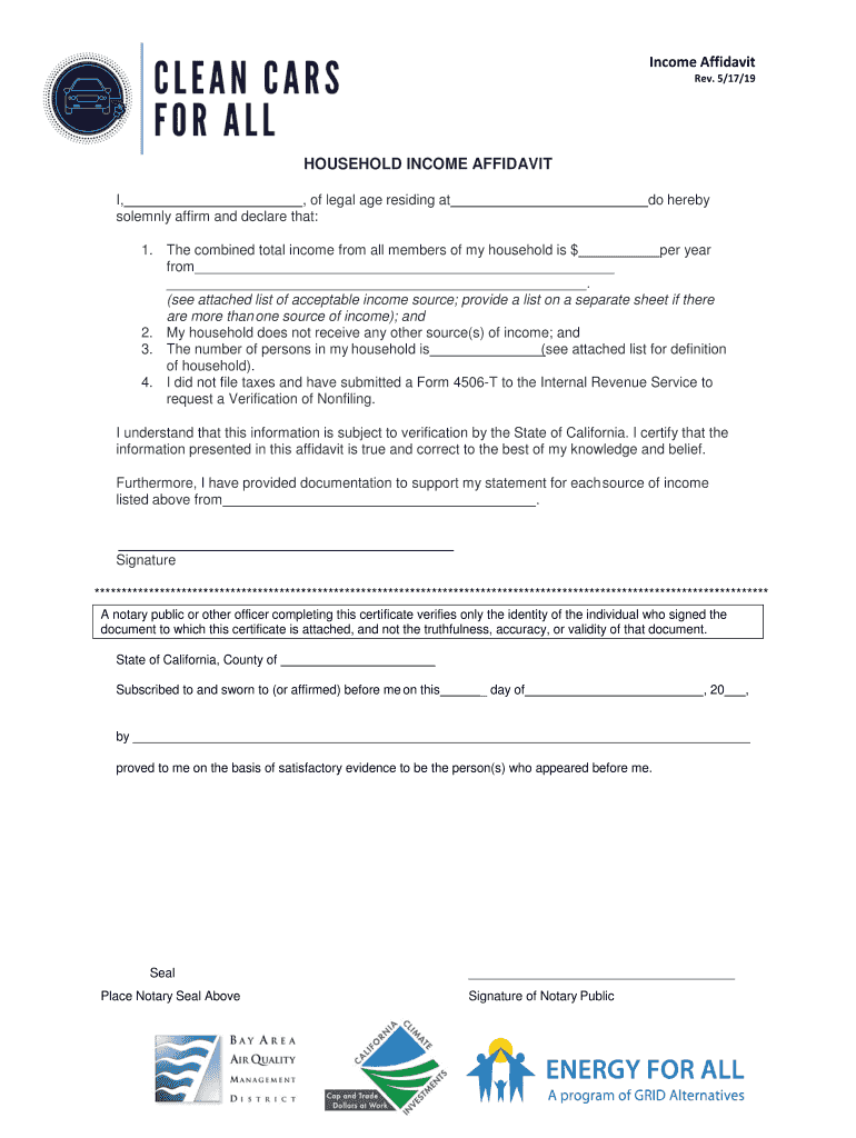 Fillable Online HOUSEHOLD INCOME AFFIDAVIT Fax Email Print - pdfFiller