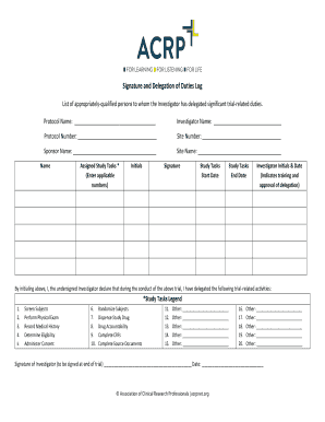 Fillable Online Signature and Delegation of Duties Log Fax Email Print ...