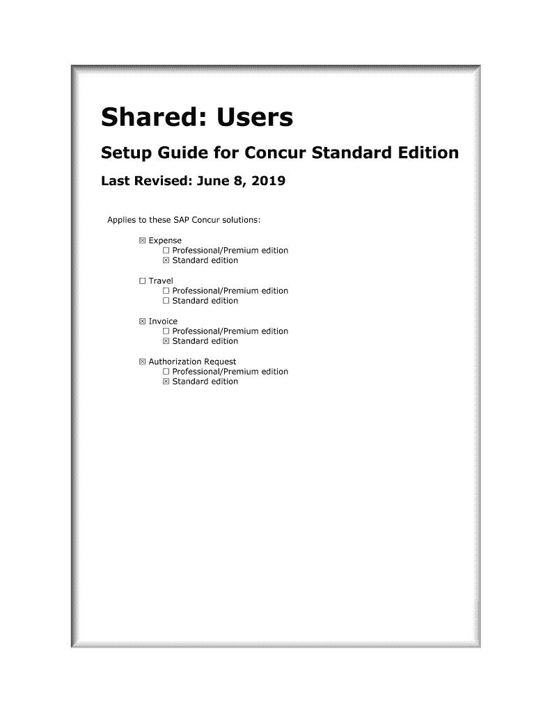 Fillable Online Shared: Overview Setup Guide for Concur Standard ...