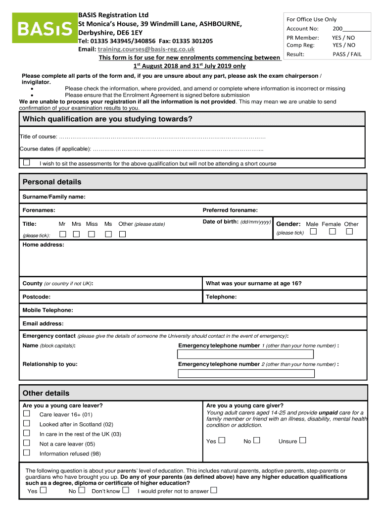 Fillable Online BASIS Form Fax Email Print - pdfFiller