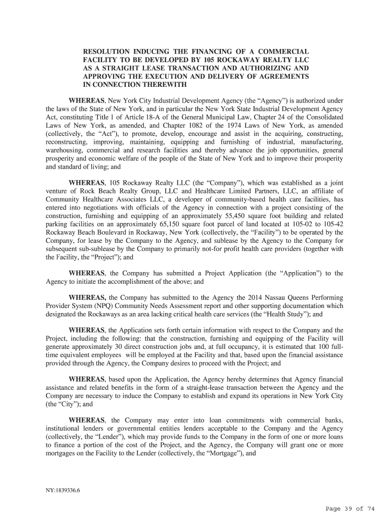 Fillable Online RESOLUTION INDUCING THE FINANCING OF A COMMERCIAL Fax ...