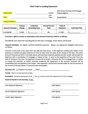 Fillable Online Final Truth In Lending Statement Fax Email Print ...