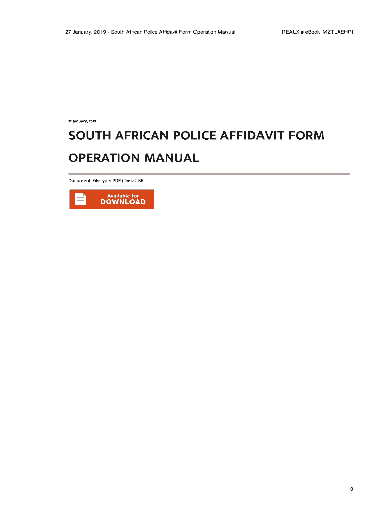 Fillable Online South African Police Affidavit Form Operation Manual ...