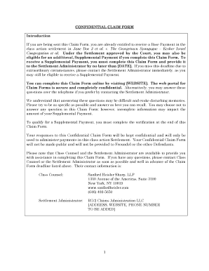 Fillable Online CONFIDENTIAL CLAIM FORM Fax Email Print - pdfFiller