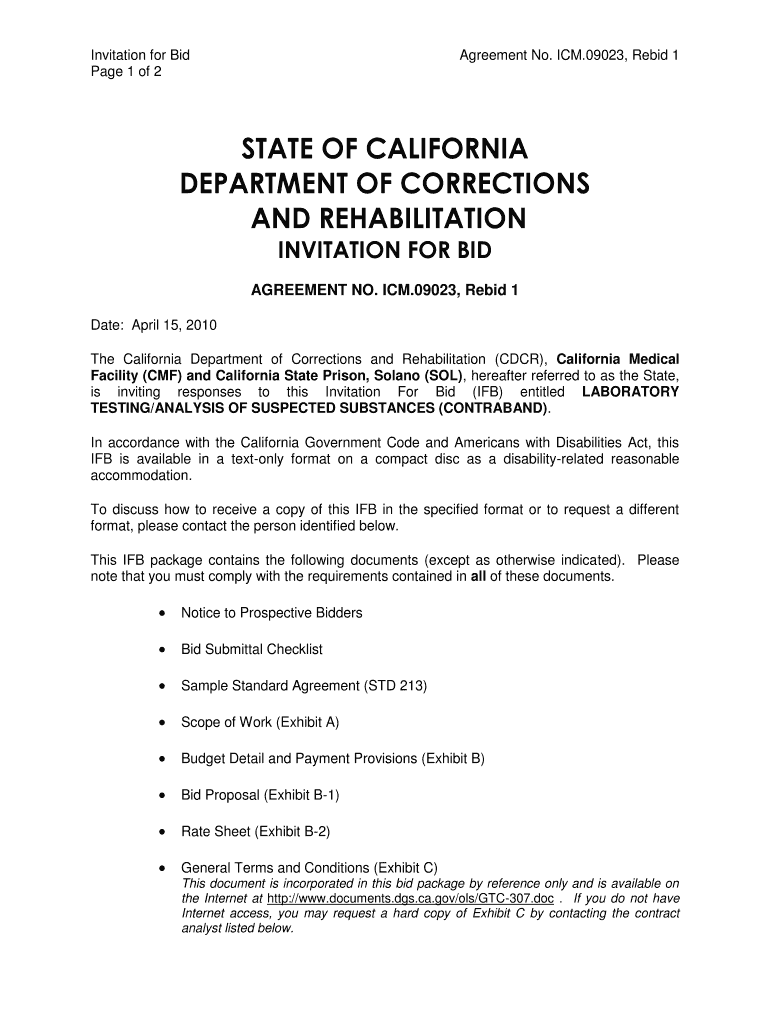 Fillable Online The California Department of Corrections and ...
