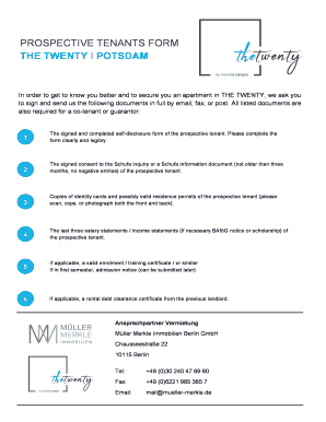 Fillable Online PROSPECTIVE TENANTS FORM Fax Email Print - pdfFiller
