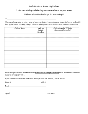 Fillable Online Rush-Henrietta Senior High School TEACHER College/Scholarship ... Fax Email ...