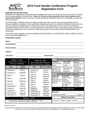 Fillable Online Food Handler Certification Program Registration Form ...