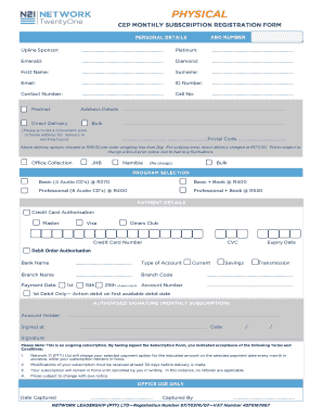 Fillable Online ABO NUMBER PERSONAL DETAILS ABO NUMBER Fax Email Print ...