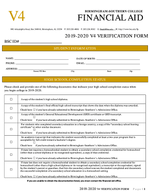 Fillable Online 2019-2020 V4 VERIFICATION FORM Fax Email Print - pdfFiller