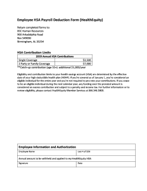 Fillable Online Employee HSA Payroll Deduction Form (HealthEquity) Fax ...