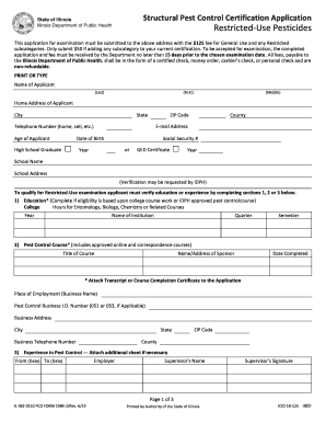 Fillable Online Structural Pest Control Restricted Use Application and Checklist Fax Email Print ...