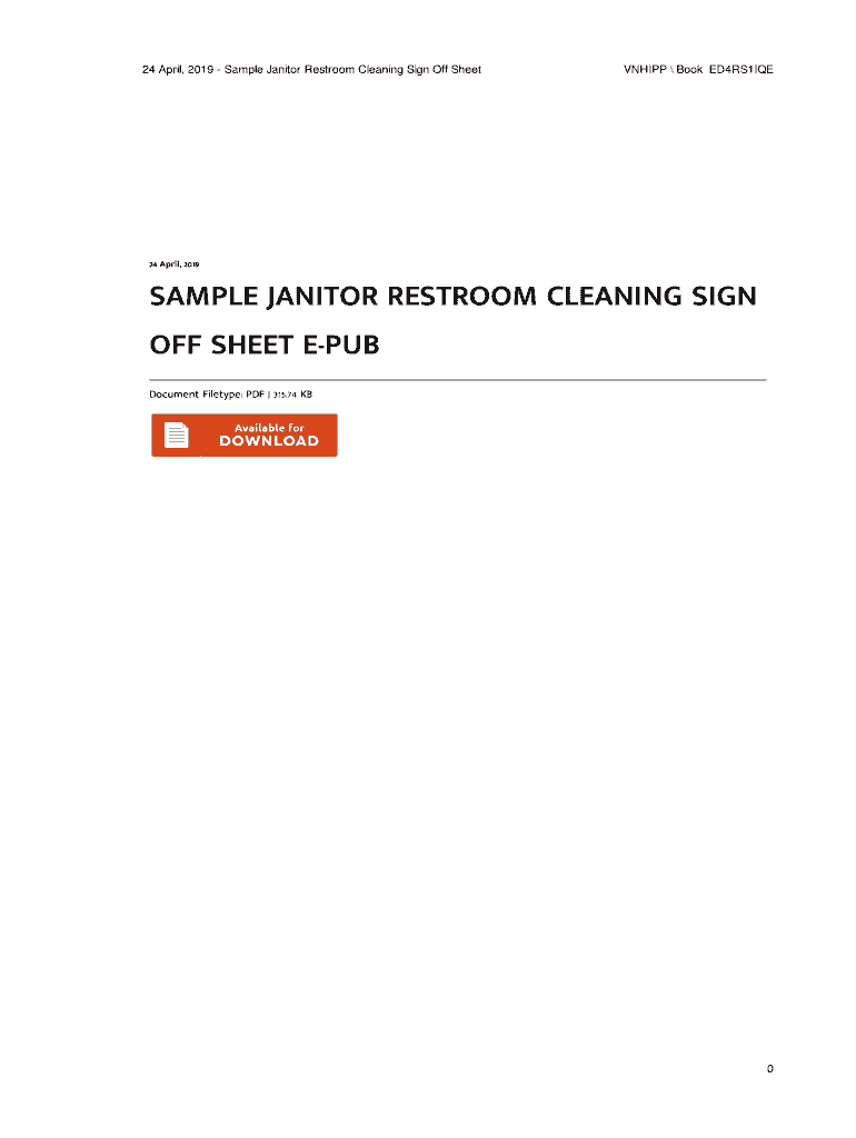 Fillable Online Sample Janitor Restroom Cleaning Sign Off Sheet e-Pub ...