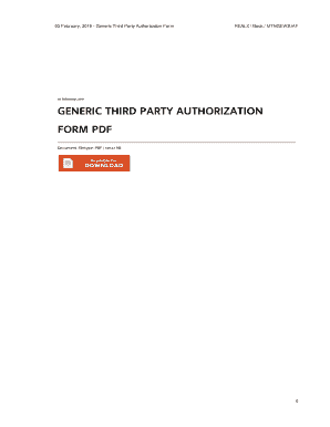 Fillable Online Generic Third Party Authorization Form PDF PDF - Realx ...