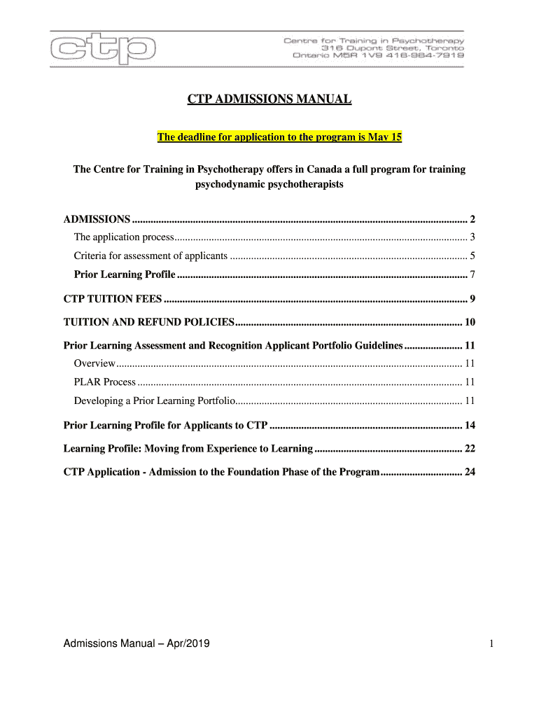 Fillable Online CTP TRAINING PROGRAM MANUAL Fax Email Print - pdfFiller