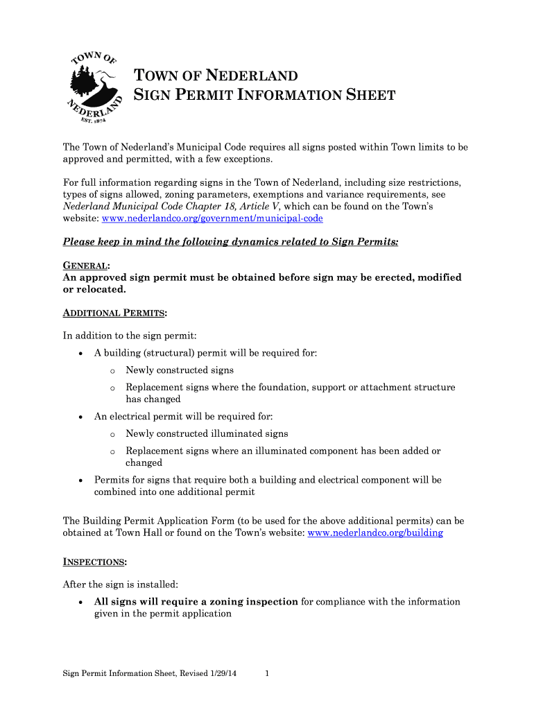 Fillable Online SIGN PERMIT INFORMATION SHEET Fax Email Print - pdfFiller