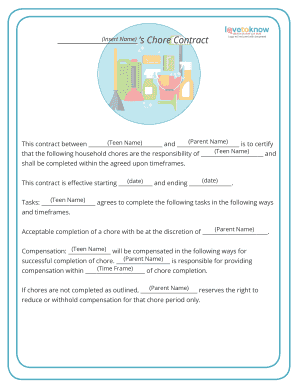Fillable Online Chore Contract. Chore Contract Fax Email Print - pdfFiller