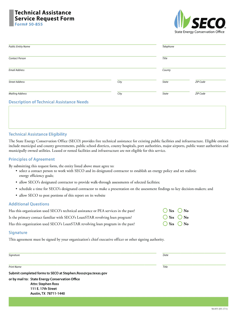 Fillable Online SECO Technical Assistance Service Request Form Fax ...