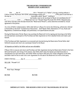 Fillable Online Non-Refudnable Reservation Agreement Fax Email Print ...