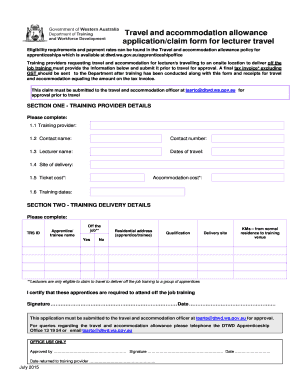 Fillable Online Travel and accommodation allowance application/claim form for ... Fax Email ...