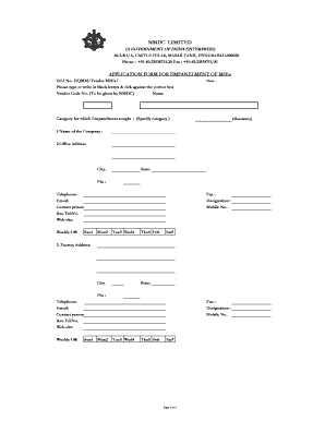Fillable Online Application Form for Vendor Empanelment for MSE - NMDC Fax Email Print - pdfFiller