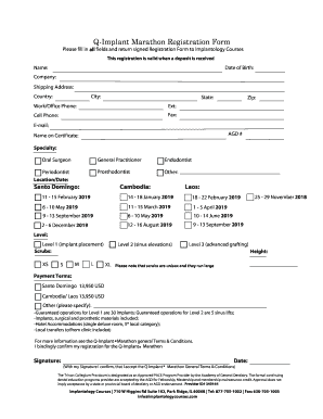 Fillable Online Q-Implant Marathon Registration Form Fax Email Print ...