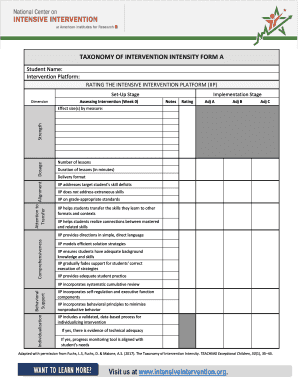 Fillable Online TAXONOMY OF INTERVENTION INTENSITY FORM A Fax Email ...