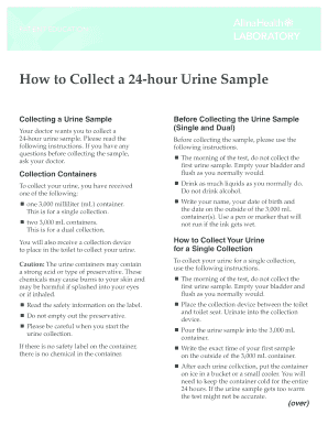 Fillable Online Collecting a 24-Hour Urine Sample - AWS Fax Email Print ...