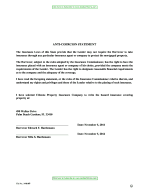 Fillable Online ANTI-COERCION STATEMENT Fax Email Print - pdfFiller