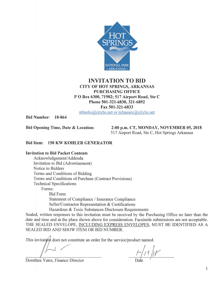 Fillable Online ACKNOWLEDGEMENT OF THIS INVITATION TO BID (ITB ...