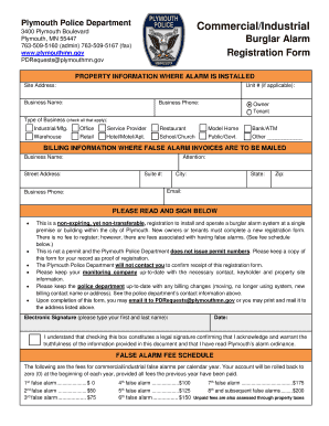 Fillable Online Commercial/Industrial Burglar Alarm Registration Form ...