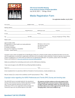 Fillable Online Media Registration Form - asrs.org Fax Email Print ...
