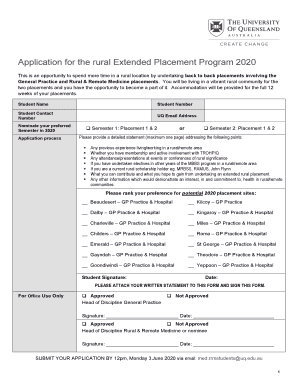 Fillable Online medicine-program uq edu Application for the rural ...