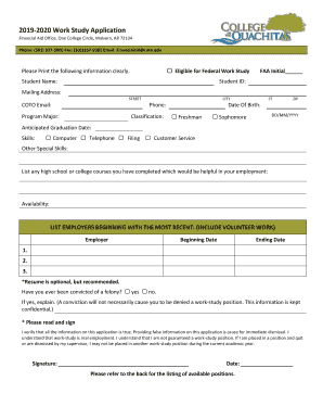 Fillable Online 2019-2020 Work Study Application - coto.edu Fax Email ...