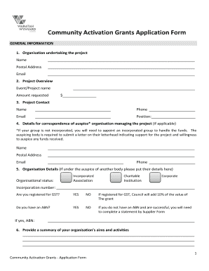Fillable Online Community Activation Grants Application Form Fax Email ...