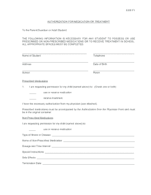 Fillable Online 5330 F1 AUTHORIZATION FOR MEDICATION OR TREATMENT To ...